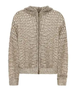 Brunello Cucinelli Open-knit Zip Hooded Sweater - Multicolor