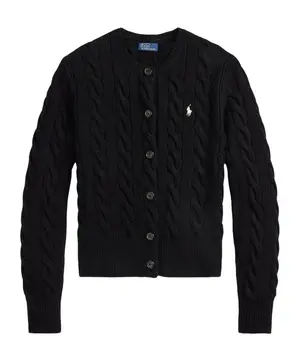 Polo Ralph Lauren Cable-knit Wool Cardigan - Black