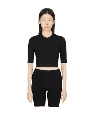Rabanne Monogram Patterned Cropped Knitted Top