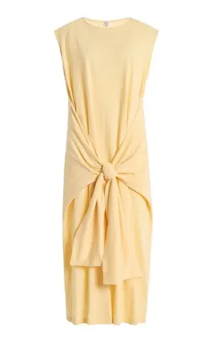 TOTEME Tie-detailed Jersey Midi Dress - Yellow