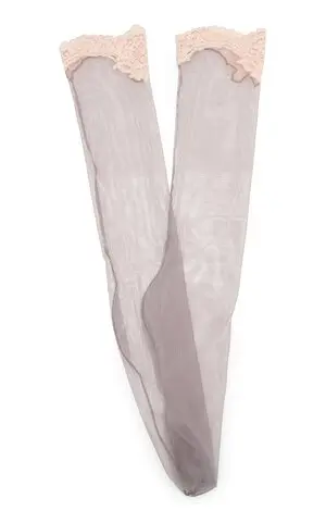 Valentino Garavani Lace-trimmed Mesh Socks - Grey