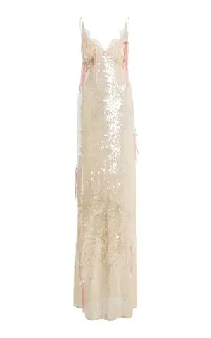 WIEDERHOEFT Exclusive Paillette Maxi Dress - Silver