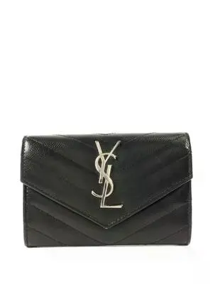 Saint Laurent Matelassé Envelope Wallet - Black
