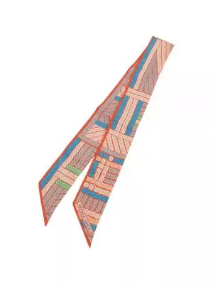 Hermès Patterned Silk Scarf - Orange