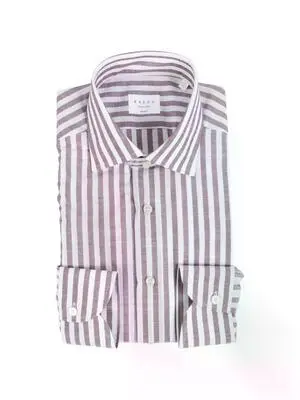 XACUS Travel Shirt Striped Shirt - Brown