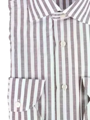 XACUS Travel Shirt Striped Shirt - Brown