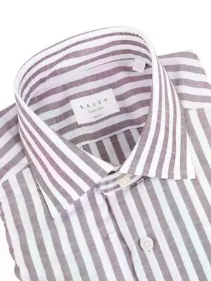 XACUS Travel Shirt Striped Shirt - Brown