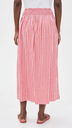 Splendid Gigi Gingham Midi Skirt - Firework/white