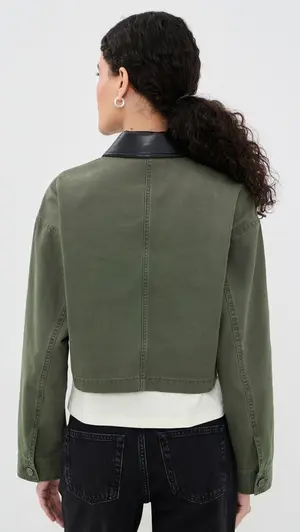 ANINE BING Yuma Cropped Jacket With Leather Collar