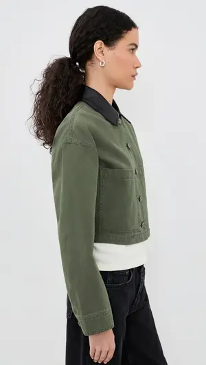 ANINE BING Yuma Cropped Jacket With Leather Collar