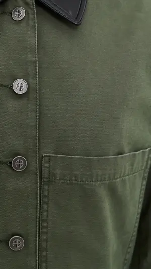 ANINE BING Yuma Cropped Jacket With Leather Collar
