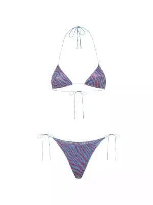 Oseree Animalier Glitter-effect Bikini - Blue