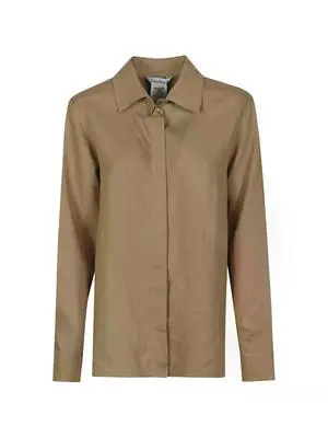 Max Mara Embroidered Logo Long-sleeve Shirt - Neutrals