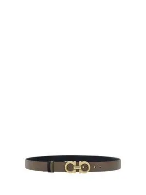 FERRAGAMO Reversible Leather Belt With Gancini Buckle - Multicolor
