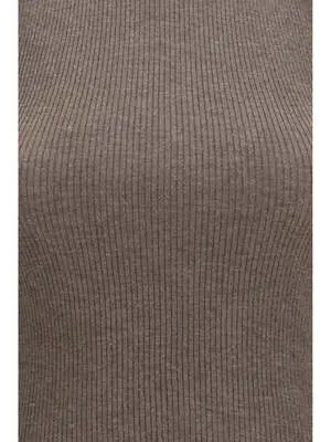 Brunello Cucinelli Sleeveless Turtleneck With Luminous Details - Brown