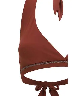 Brunello Cucinelli Embellished Triangle Bikini Top - Red