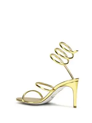 Rene Caovilla Metallic Leather Strappy Stiletto Sandals