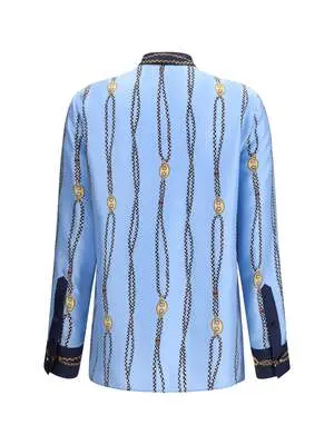 Gucci Silk Printed Shirt With Tie Detail