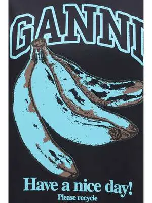 GANNI Banana Graphic Cotton T-shirt - Black