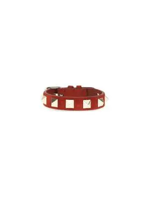 Valentino Garavani Valentino Garavani Rockstud Leather Bracelet Red