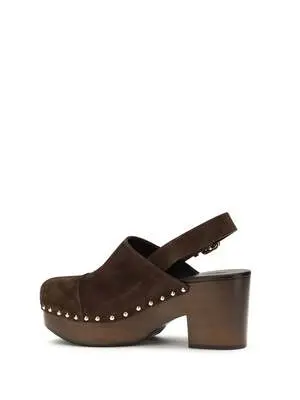 Chloé Jeannette Wedge Clogs In Glossy Calfskin - Brown