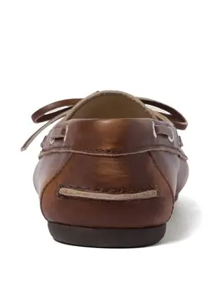 Miu Miu Leather Loafers With Faded Effect And Lace-up Detail - Multicolor