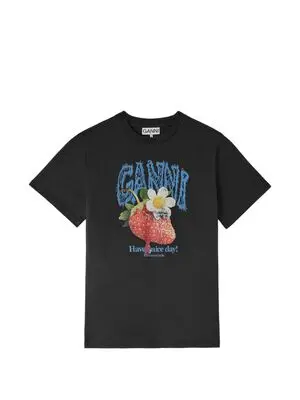 GANNI Printed Cotton T-shirt - Multicolor