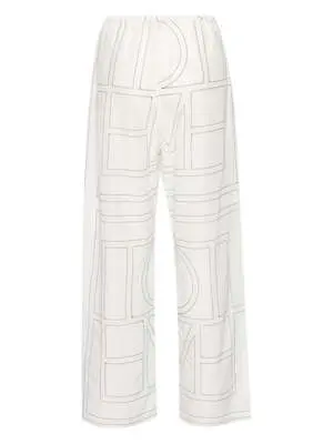 TOTEME Cotton Blend Pajama Trousers With Monogram Print - Multicolor