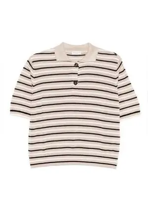 Brunello Cucinelli Striped Knit Polo Shirt