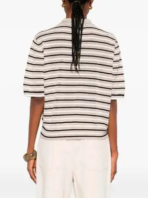 Brunello Cucinelli Striped Knit Polo Shirt