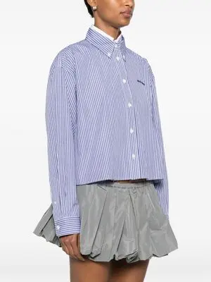 Miu Miu Vertical Stripe Cropped Shirt