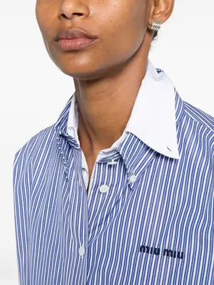 Miu Miu Vertical Stripe Cropped Shirt