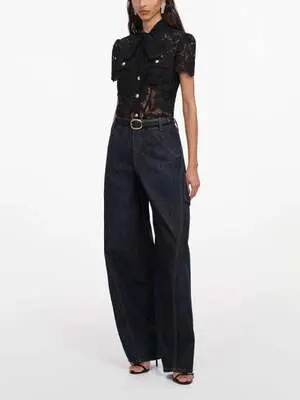 SELF-PORTRAIT Lace Tie Neck Top