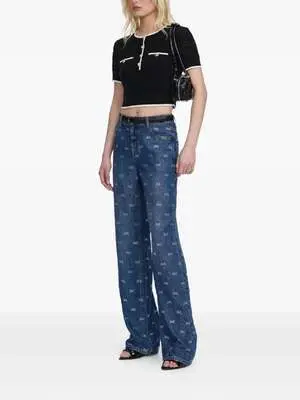 SELF-PORTRAIT Pointelle Knit Cropped Cardigan