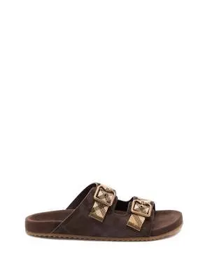 Burberry Buckled Calf Leather Sandals - Multicolor