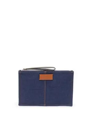 Fendi Flat Pouch In Denim - Multicolor