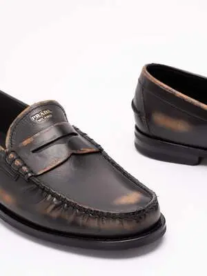 Prada Antiqued Leather Loafers - Multicolor