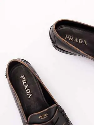 Prada Antiqued Leather Loafers - Multicolor
