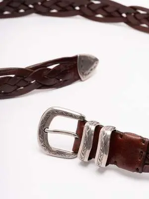 Brunello Cucinelli Braided Leather Belt With Detailed Buckle - Multicolor