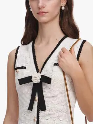SELF-PORTRAIT Sleeveless Knit Mini Dress With Bow Detail
