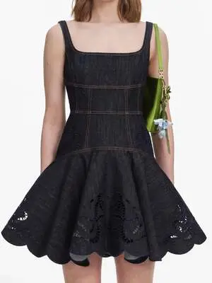 SELF-PORTRAIT Sleeveless Knit Mini Dress With Bow Detail