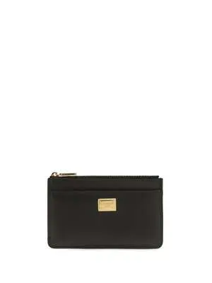 Dolce & Gabbana Leather Zip Card Holder - Black