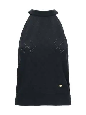 Balmain Sleeveless Wool Crewneck Top - Black
