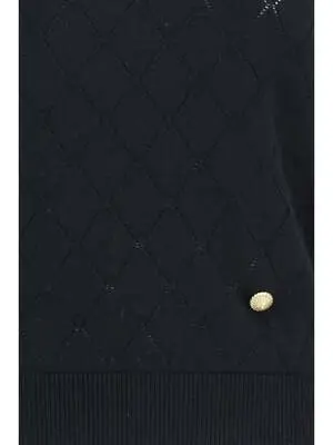 Balmain Sleeveless Wool Crewneck Top - Black