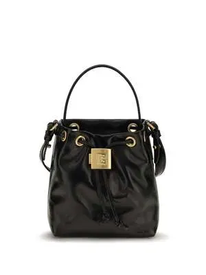 Balmain Pulse Bucket Bag With Gold Tone Logo - Black