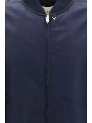 Valentino Garavani Nylon Jacket With Ruffles - Blue