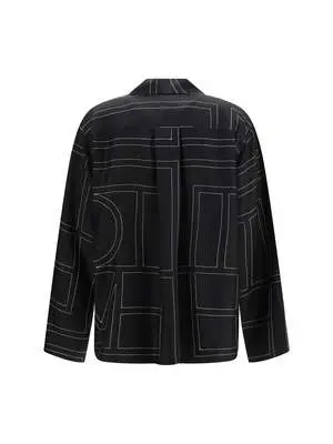 TOTEME Silk Shirt With All-over Monogram - Black