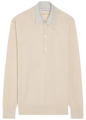 Acne Studios Layered-effect Silk And Wool-blend Polo Top
