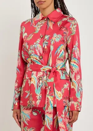 Etro Printed Belted Satin Jacket