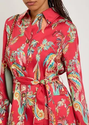 Etro Printed Belted Satin Jacket